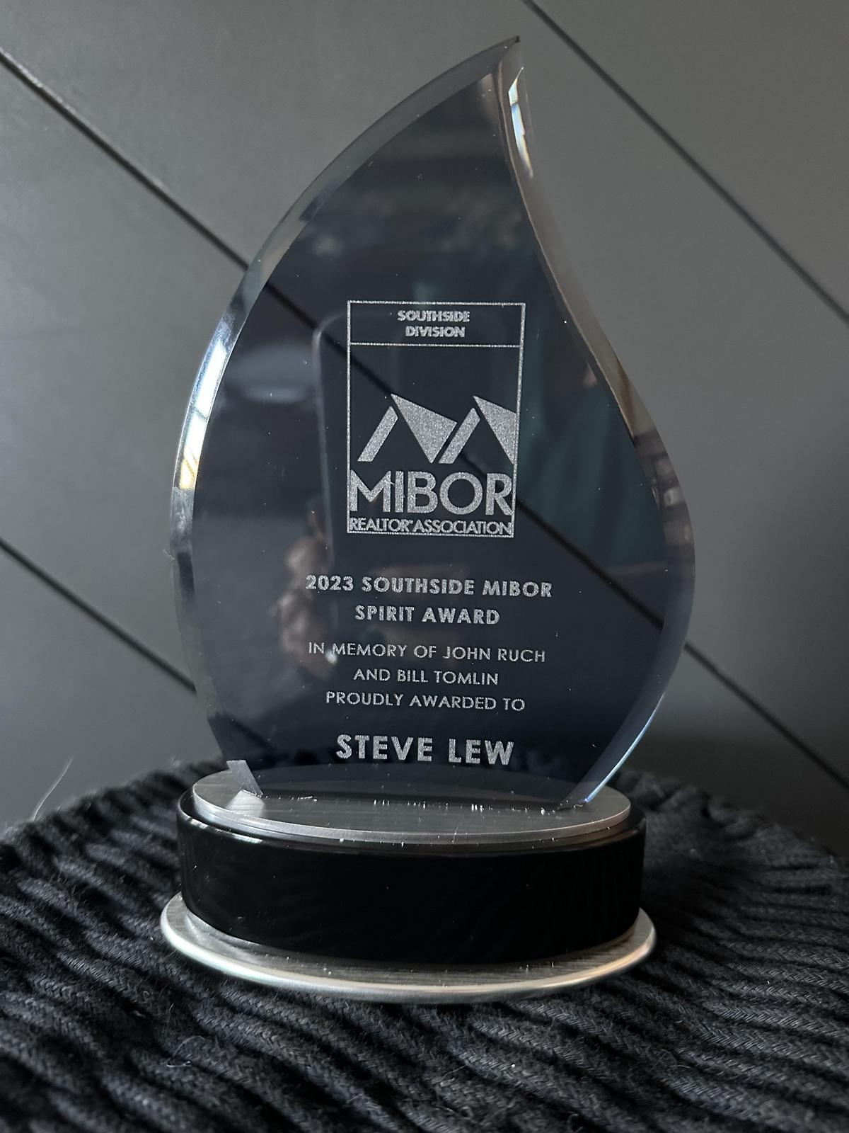 MIBOR SPIRIT AWARD - Steve Lew Real Estate Group - Steve Lew Real E...